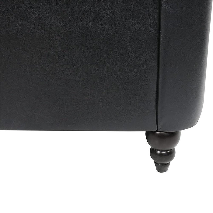 Classic Three Seater Chesterfield Pu Leather Sofa With Channel Back