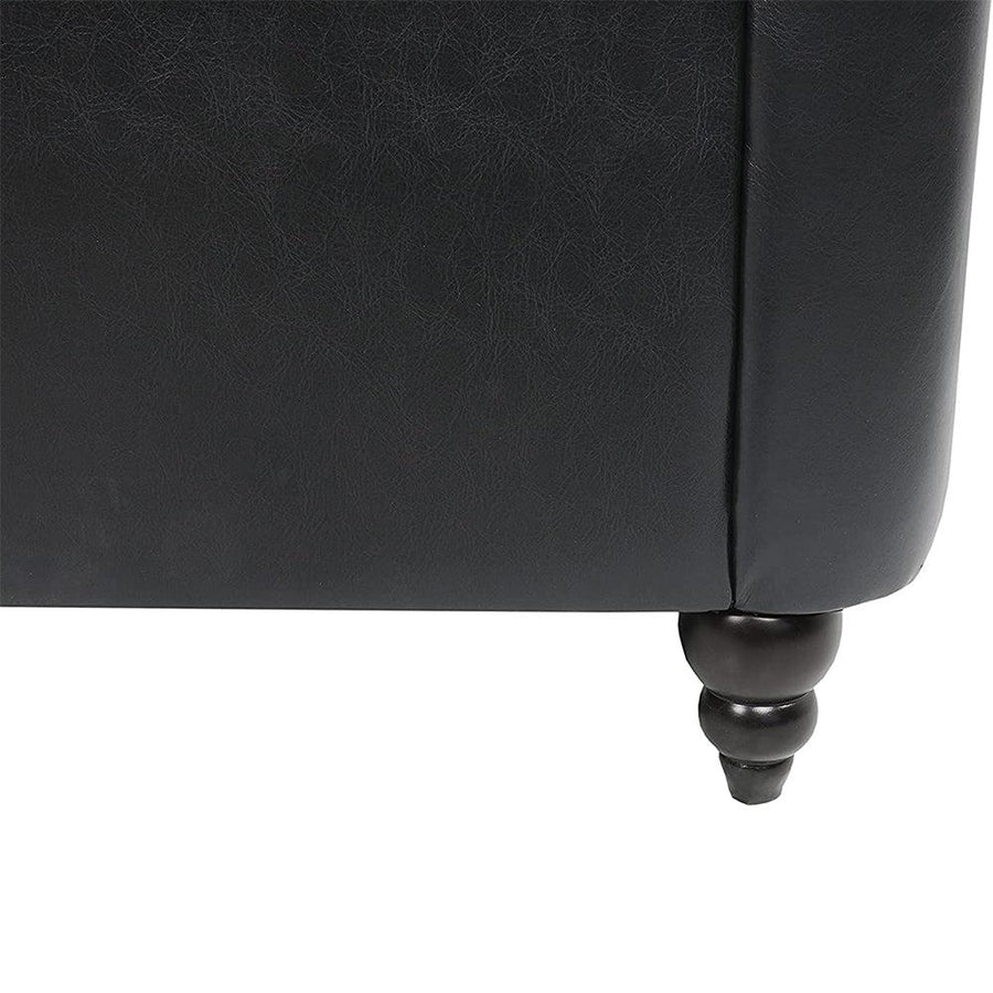 Classic Three Seater Chesterfield Pu Leather Sofa With Channel Back