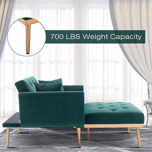 Adjustable Tufted Backrest Velvet Chaise Lounge Indoor